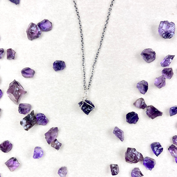 Mini Amethyst - Raw Stone Pendants – Stemsandpetalspk