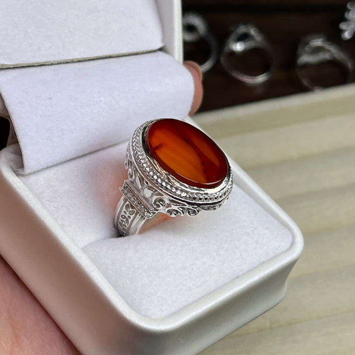 Irani Aqeeq - Pure Chandi - Men's - Stone Ring – Stemsandpetalspk